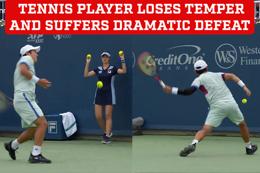 Tennis player loses temper, hurls balls into crowd, and suffers ...