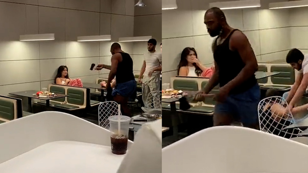 The crazy video showing axe wielding man causing havoc in McDonalds - MarcaTV
