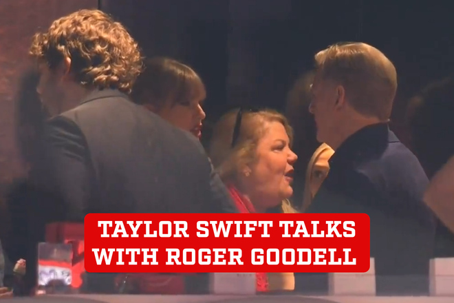 NFL commissioner Roger Goodell greets Taylor Swift at Super Bowl 58 | Marca