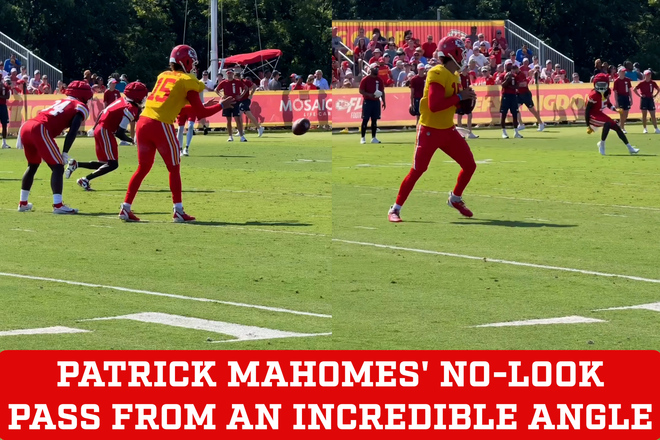 Patrick Mahomes' no look pass from an incredible angle shows why NFL ...