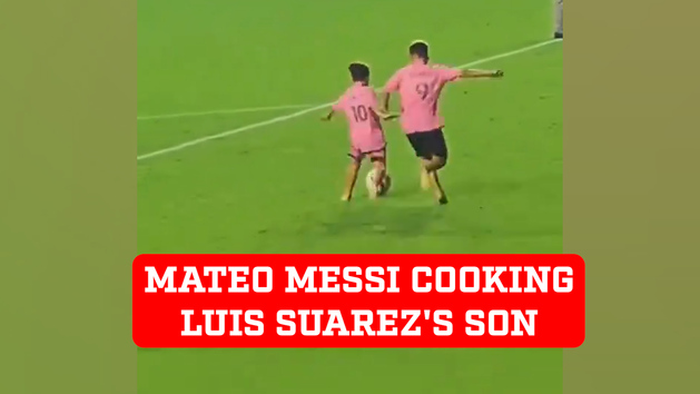 Mateo Messi cooking Luis Suarez's son in a 1v1 play after the Inter ...