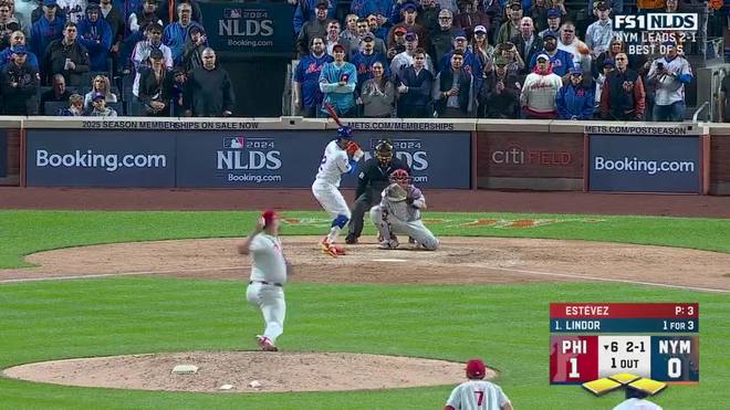 Francisco Lindor's grand slam sends Mets into NLCS with 4-1 win over Phillies in Game 4 of NLDS ...
