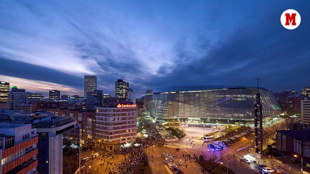 La fachada del Bernabéu, oficialmente acabada: así luce al atardecer ...