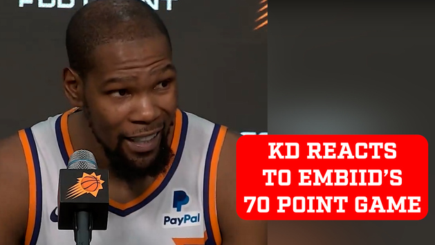 Kevin Durant reacts to Joel Embiid's 70 point scoring game - MARCA TV ...