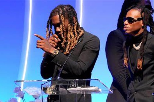 An emotional Offset giving speech at Take Off ?s Funeral service with ...