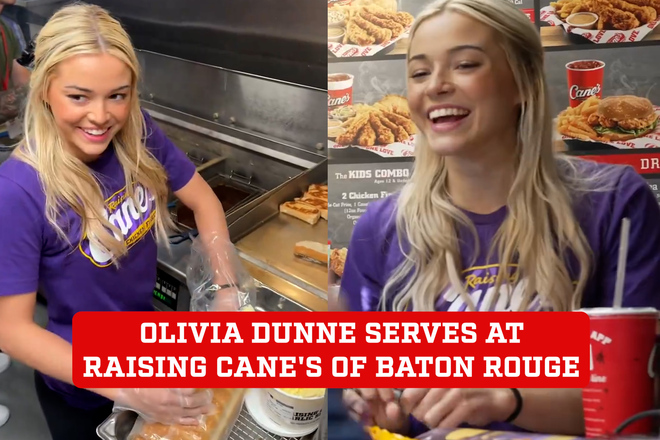 LSU gymnasts, led by Olivia Dunne, surprise serving at Raising Cane's ...