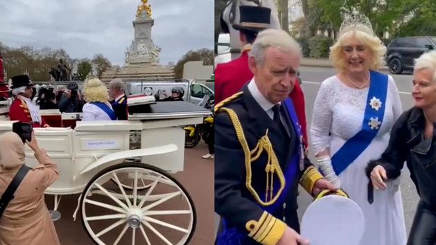 Fake royal procession with King Charles and Camila look-alikes tricks ...
