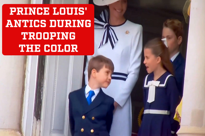Prince Louis ruffles Princess Charlotte's feathers as he gets into ...