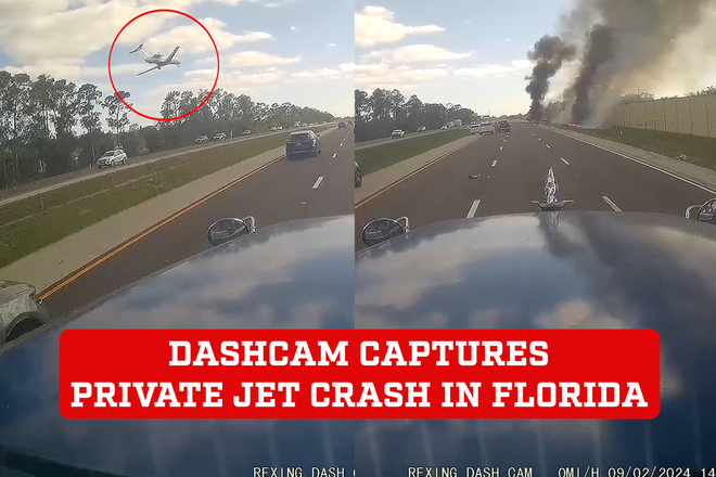 Shocking dashcam footage captures private Jet crash on Florida highway ...