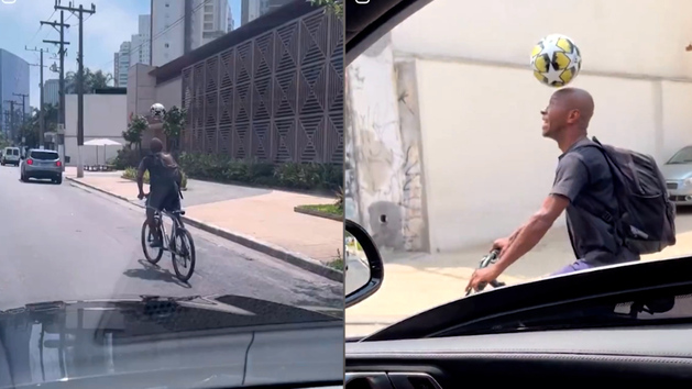 The streets of Brazil breathe footbal! Check out this man's ball skills ...