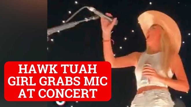 Hawk Tuah Girl stole mic and delivered perfect line during surprise ...