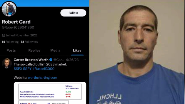 Screenshots from Robert Card's Twitter account before the shooting ...