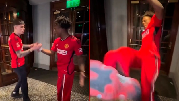 El alocado festejo de Speed y Garnacho por la victoria del Manchester ...