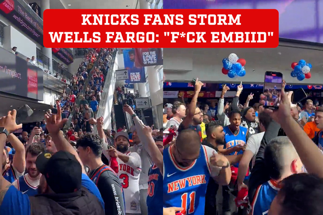 Knicks fans 'storm' Wells Fargo humiliating Philadelphia fans with ...