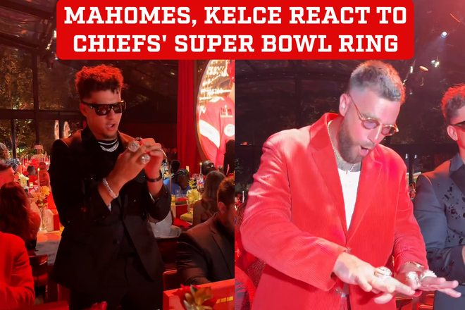 Patrick Mahomes and Travis Kelce flaunt new Super Bowl rings as Chiefs ...