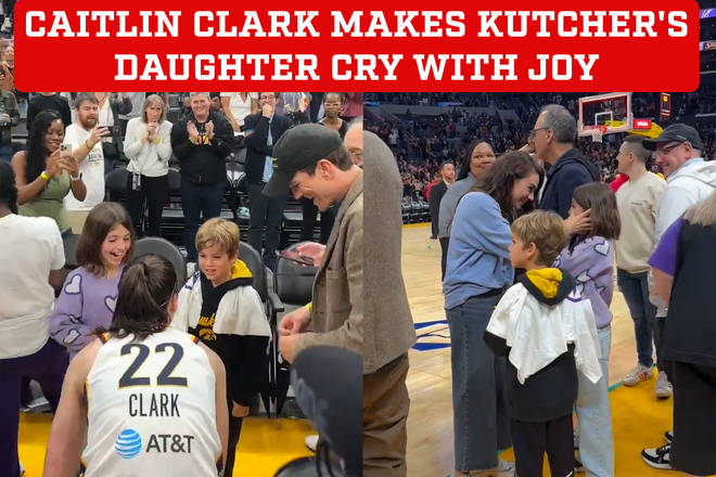 Caitlin Clark brings Ashton Kutcher and Mila Kunis' daughter to tears ...