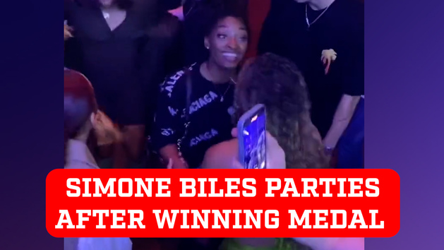 Simone Biles parties after winning medal at Artistic Gymnastics World ...