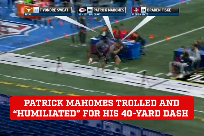 Patrick Mahomes trolled and "humiliated" for his 40-yard dash at NFL ...