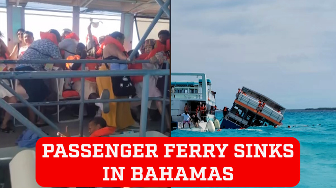 Passengers film ferry as it sinks in the Bahamas... one death recorded ...