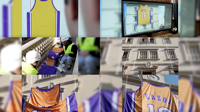 Así se diseñó la camiseta gigante de Pau Gasol que se colgó en Sant Boi