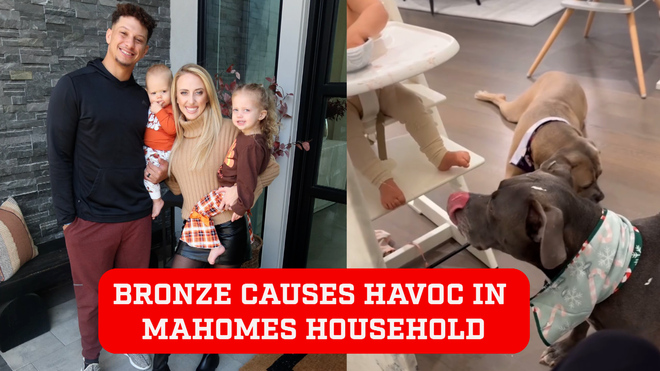 The Mahomes' kitchen nightmare: Bronze throws yogurt everywhere as ...