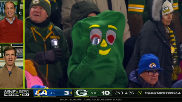 Man dressed in Gumby Suit spotted drinking beer through of costume ...