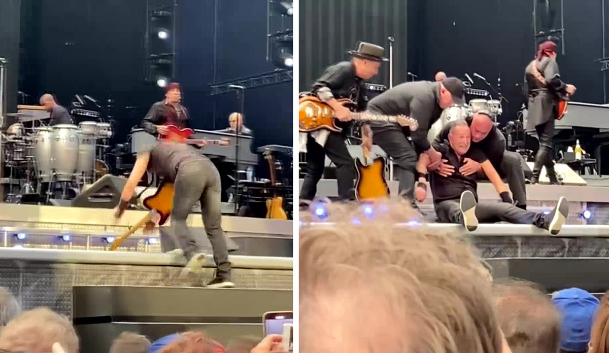 Bruce Springsteen suffers a fall during a concert in Amsterdam