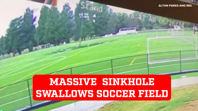 Huge sinkhole opens in the middle of a soccer field in Illinois and ...