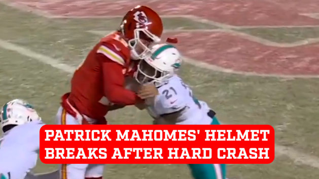 Patrick Mahomes' helmet cracks open after intense hit in game - MARCA ...